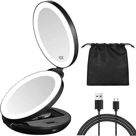 Amazon.com: Zadro Dual LED Lighted 10X/1X Magnification Travel Mirror ...