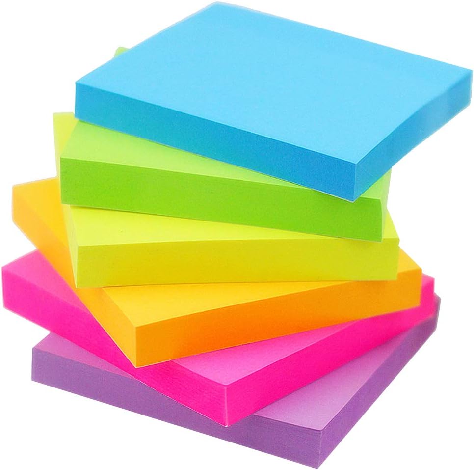 Early Buy Sticky Notes 6 Bright Color 6 Pads Self-Stick Notes 3 in * 3 ...