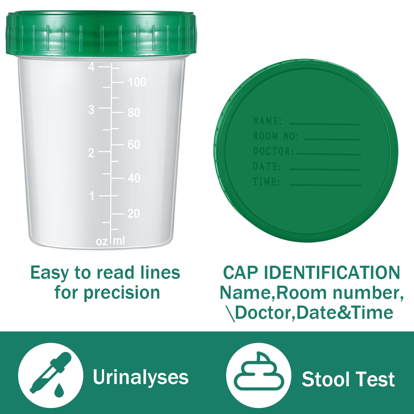 Snapklik.com : Geiserailie 100 Pcs Disposable Specimen Cup Urine Pee ...