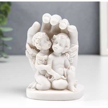 Amazon.com: Small Angel Figurines in Palm - Twin Angel Statue - Angels ...