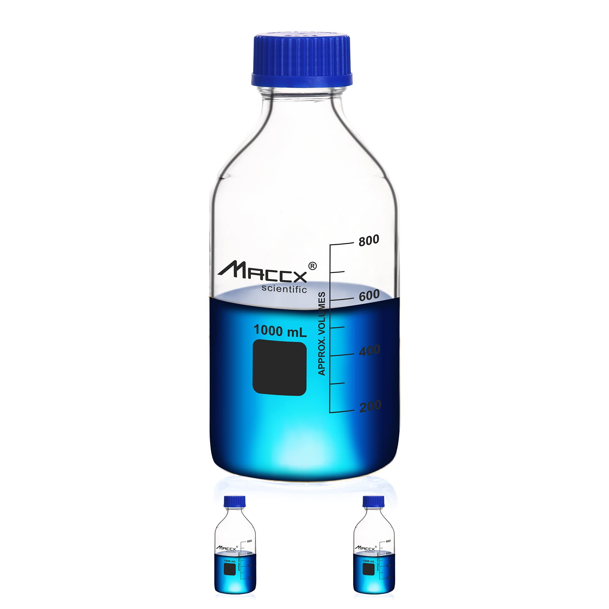 Amazon.com: Maccx 34oz (1000ml) Glass Round Media Storage Bottles ...