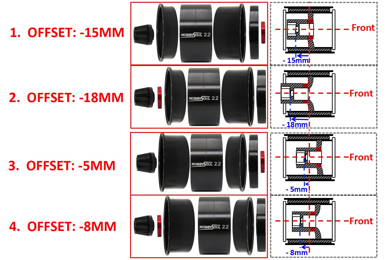 Snapklik.com : HOBBYSOUL RC Adjustable 4 Offset 2.2 Beadlock Wheels And ...