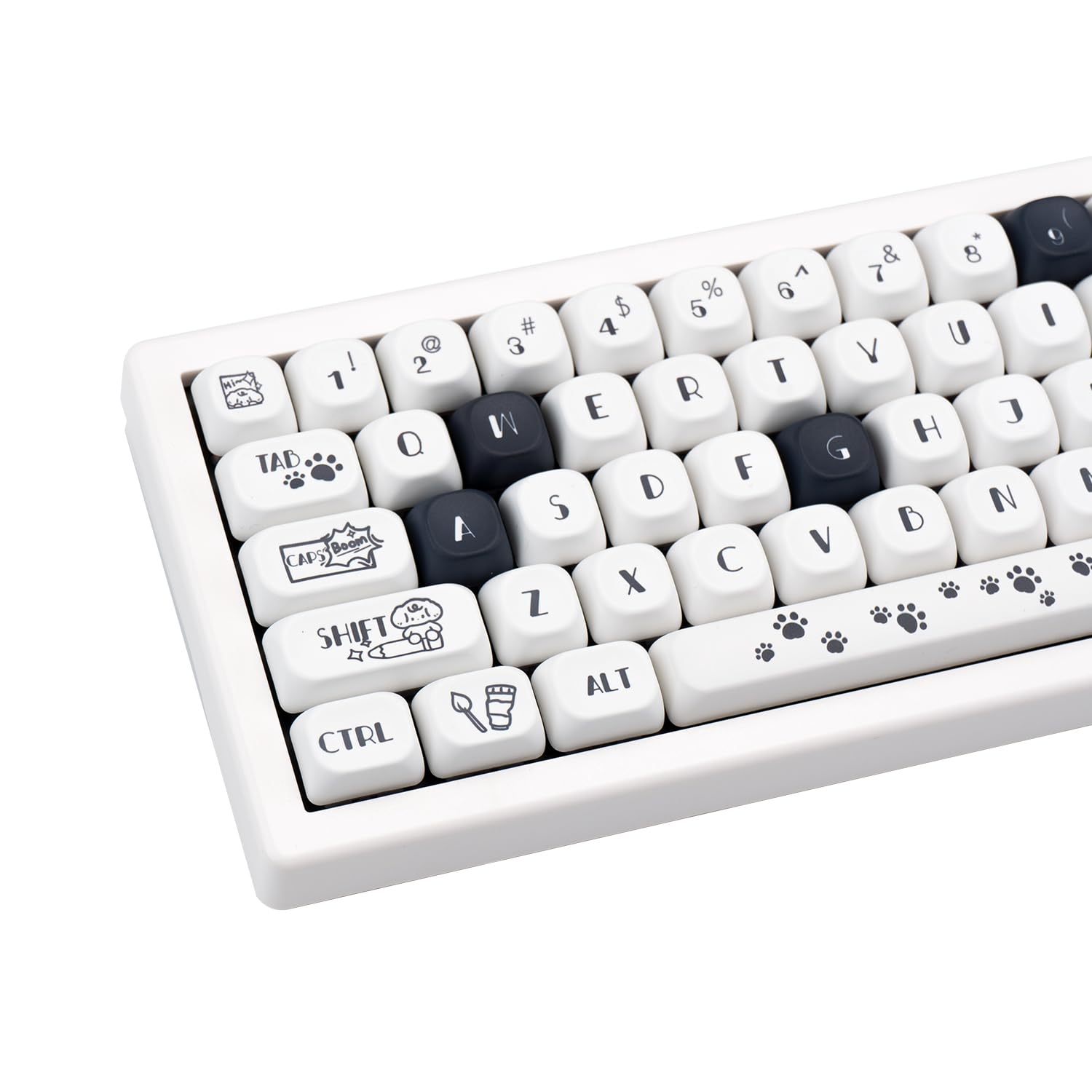 Amazon.com: GEKUCAP PBT Keycaps 120 Keys Black White Cute Keycaps Dye ...