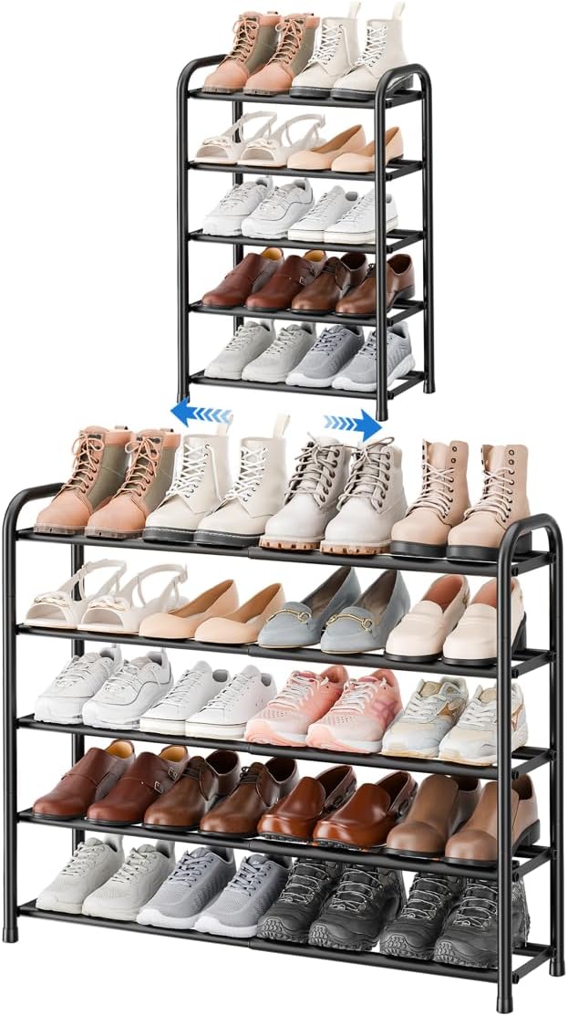 ENJOYBASICS Expandable Shoe Rack, 5 Tier Adjustable Shoe Organizer ...