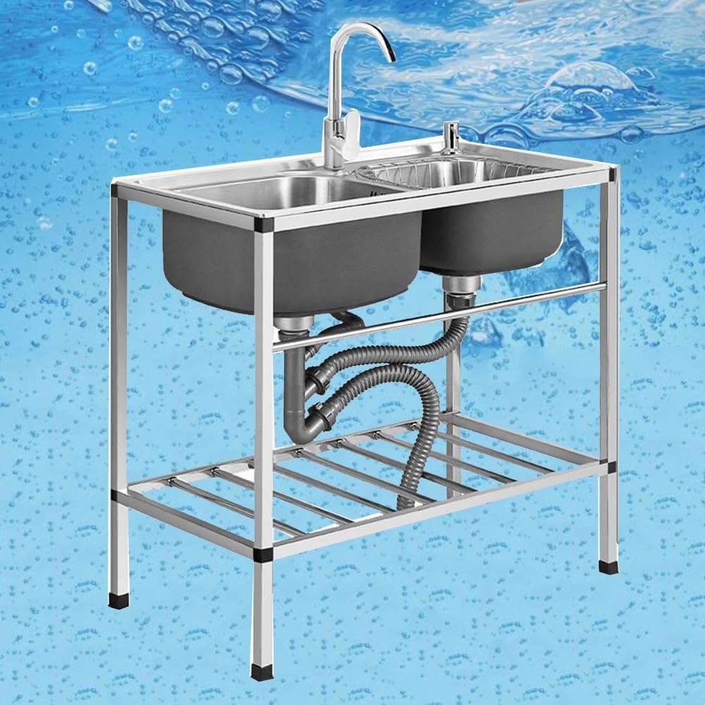 Amazon.com: JWW Stainless Steel Industrial Sink Utility Kitchen Sink ...