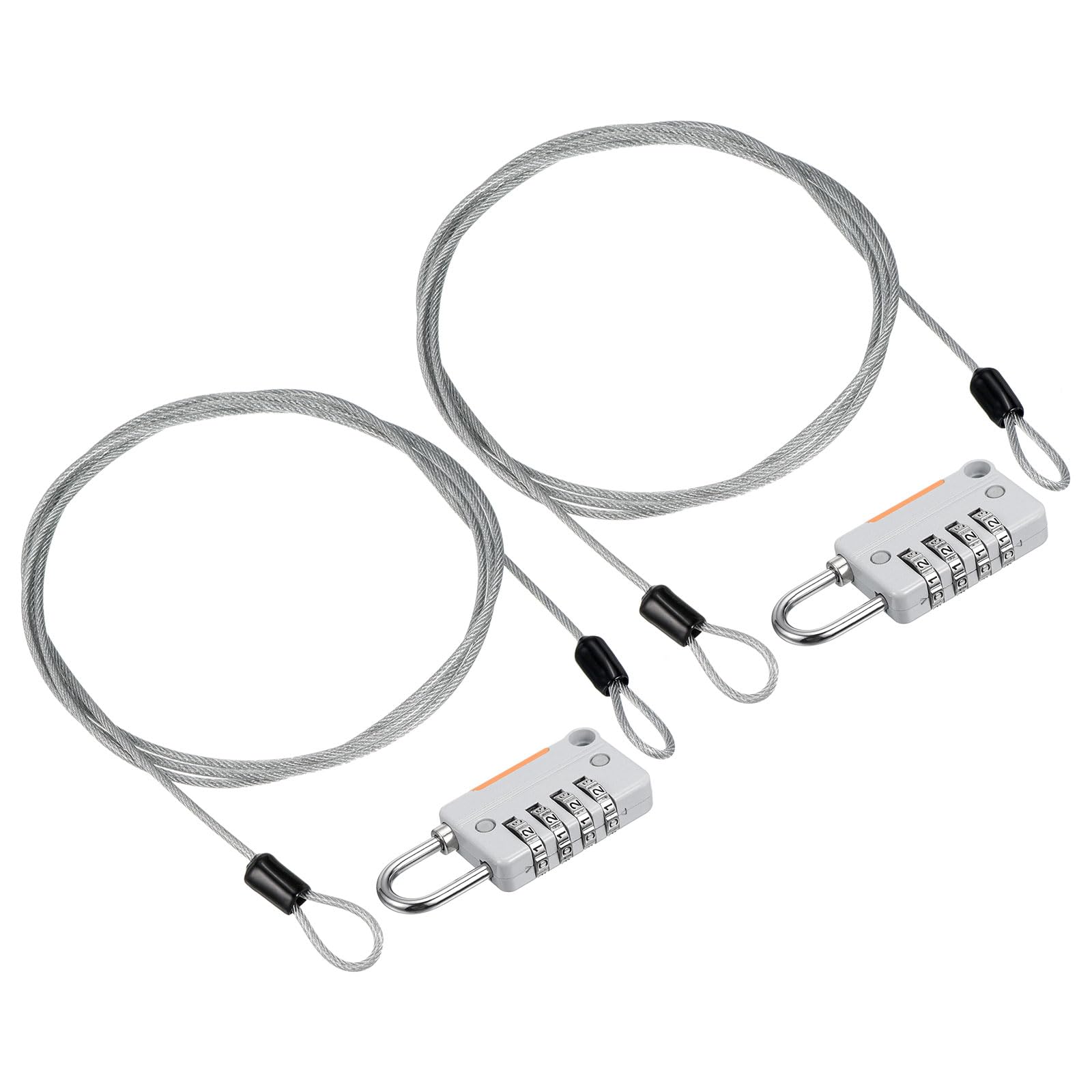 PATIKIL Security Steel Cable with 4 Digit Combination Lock, 2 Set 4.9Ft ...