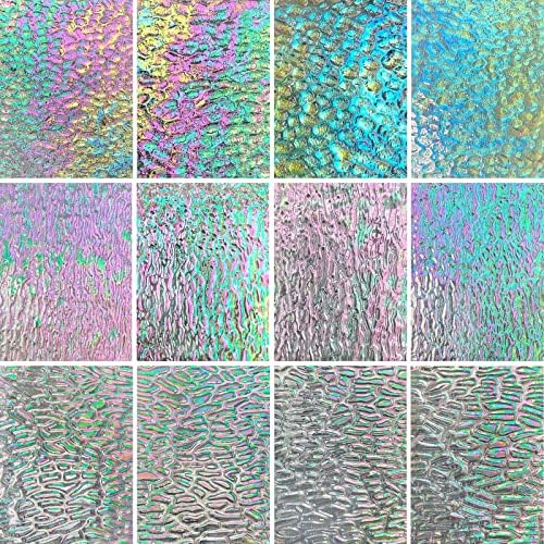 PALJOLLY 12 Sheets Transparent Stained Glass Sheet Variety Pack, 4 x 6 ...