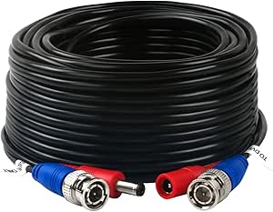 Amazon.com : SANSCO 60Ft Coaxial Video Power Lead for Analog CCTV ...
