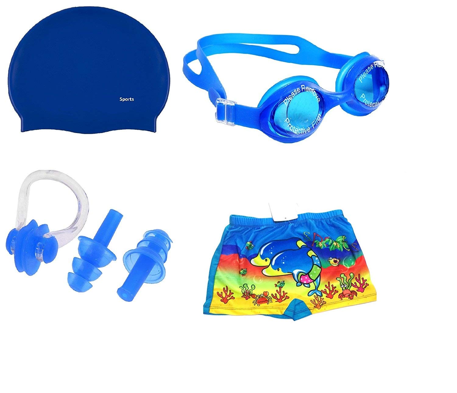 Buy BODY MAXX Swimming Kit Kids Swimming Shorts, Silicone Swim Cap ...