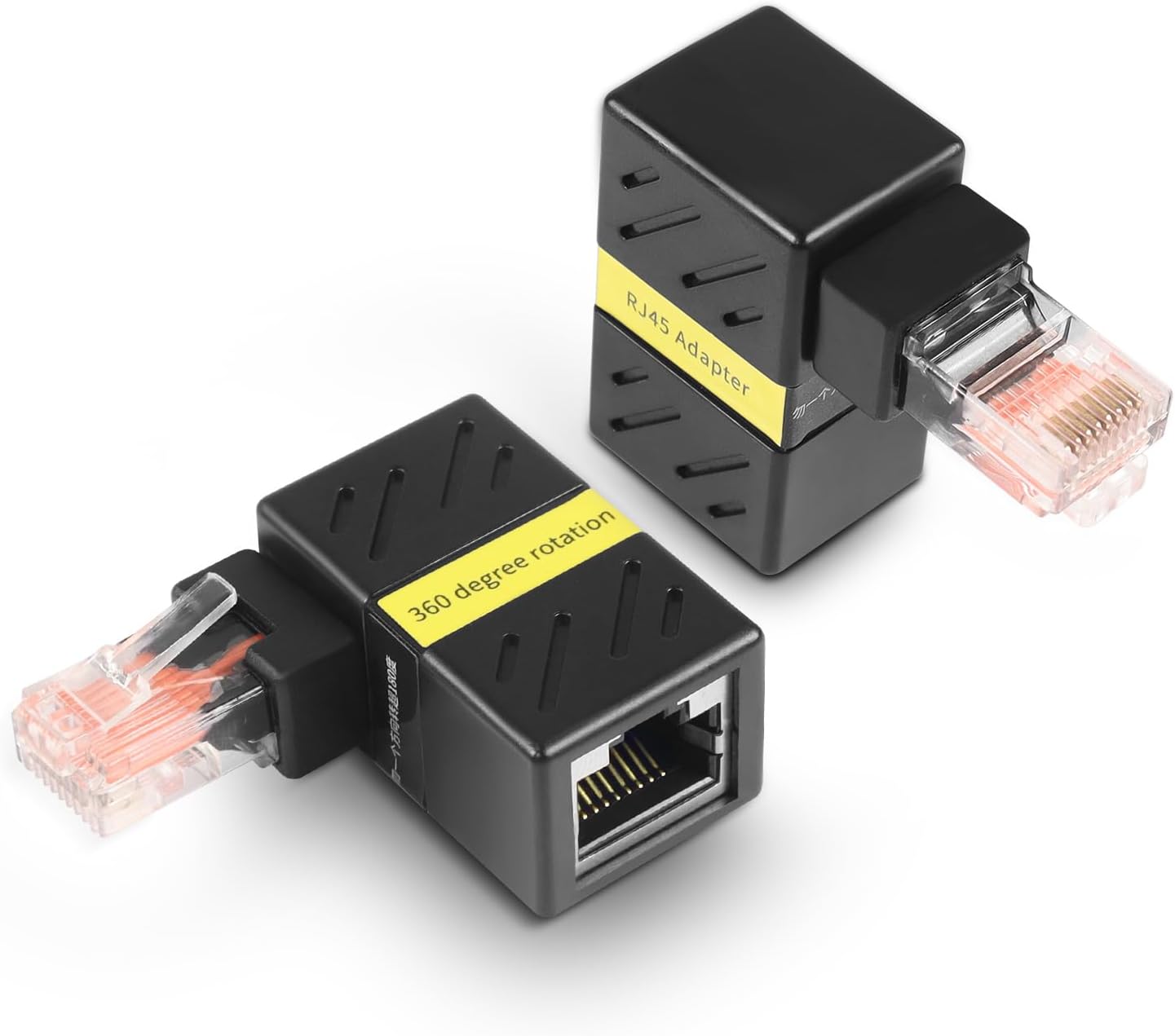 HATMINI 2 Pcs 360 Degree Ethernet Adapter，Gigabit 90 Degree Angle ...