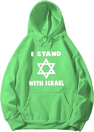 Amazon.com: I Stand with Israel Hoodie, USA American Flag with Israel ...