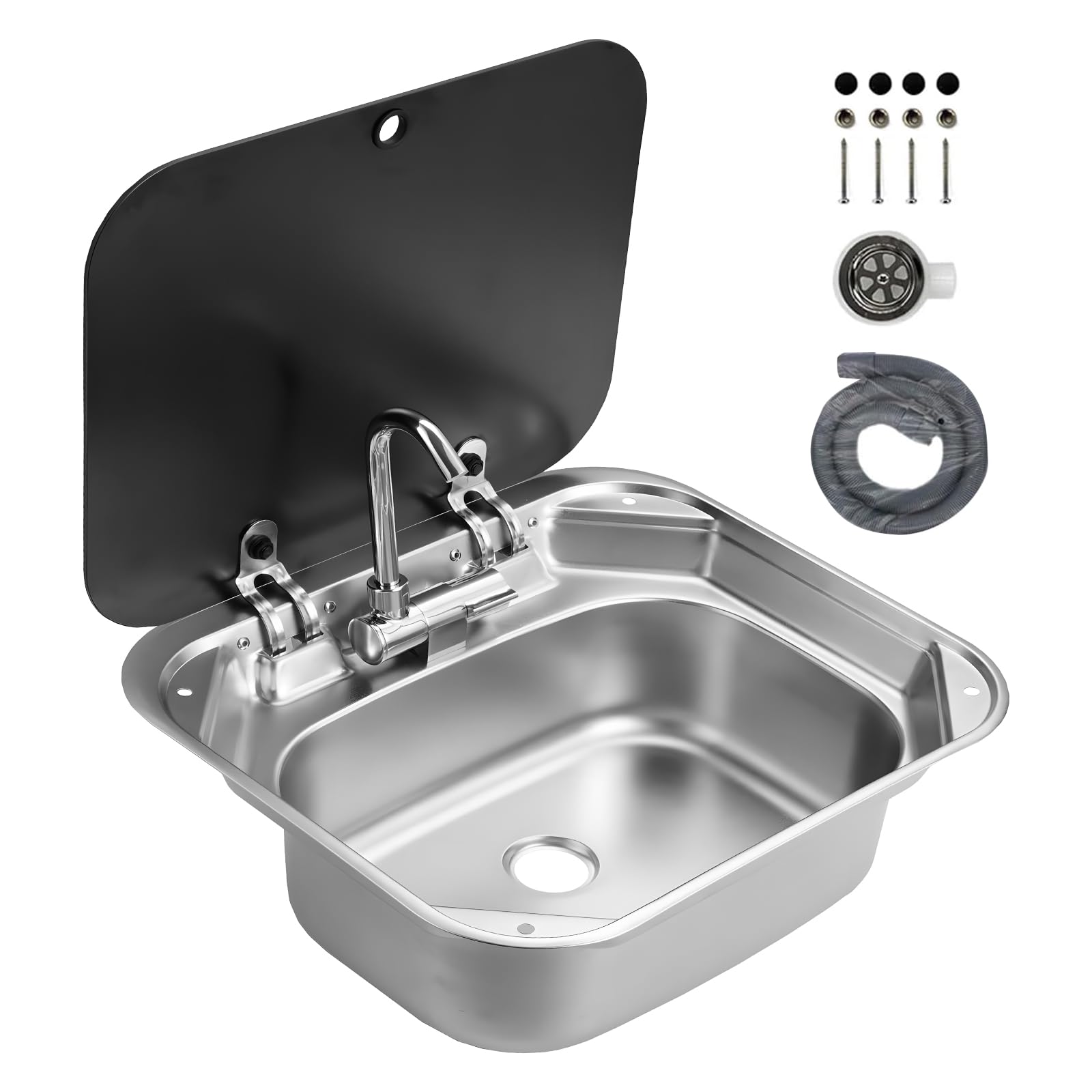 OKSTENCK Évier de caravane en acier inoxydable avec robinet plié ...