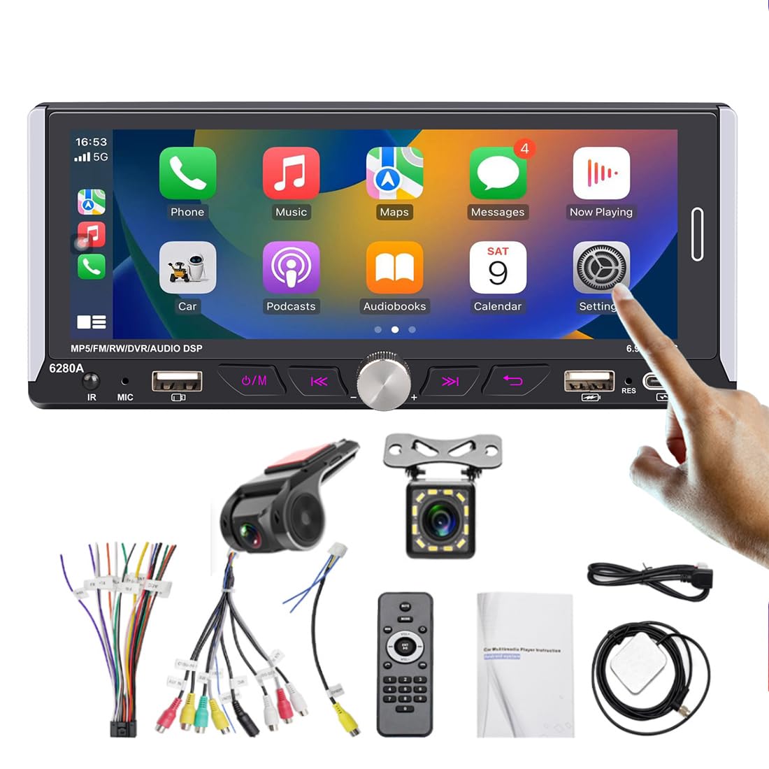 Amazon.com: Wireless Carplay Android Auto Car Stereo 6.9" IPS Touch ...