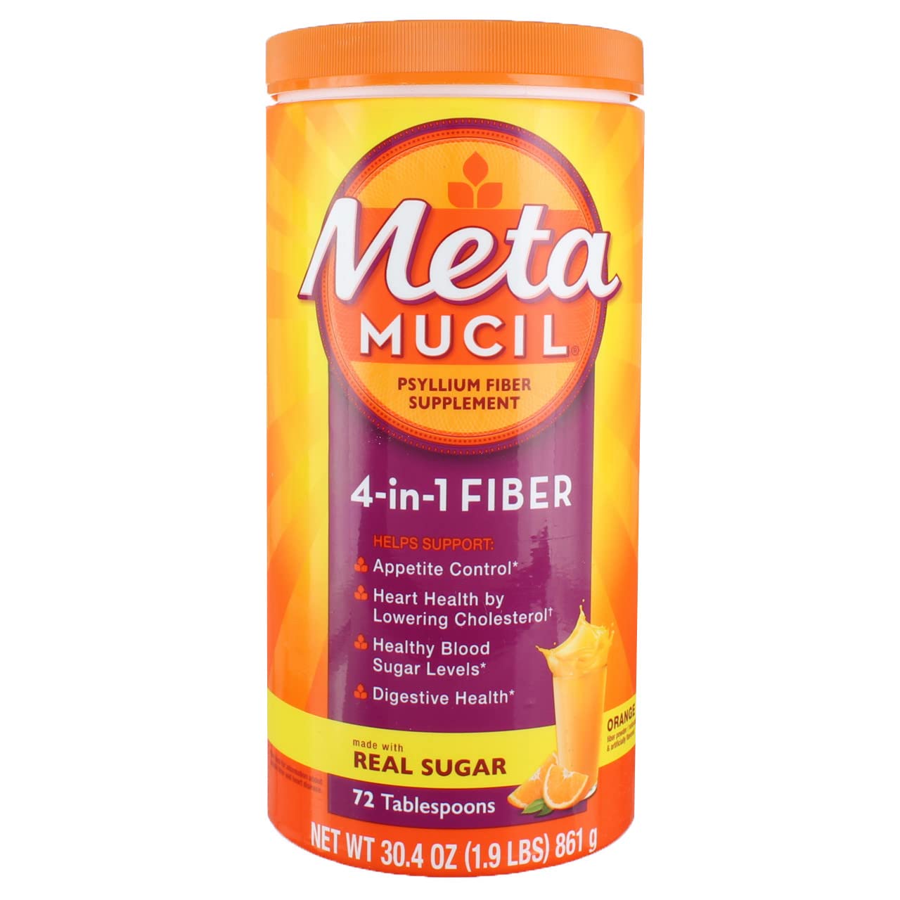 Amazon.com : Metamucil, 4 in 1 MultiHealth Fiber Powder, Orange Smooth ...