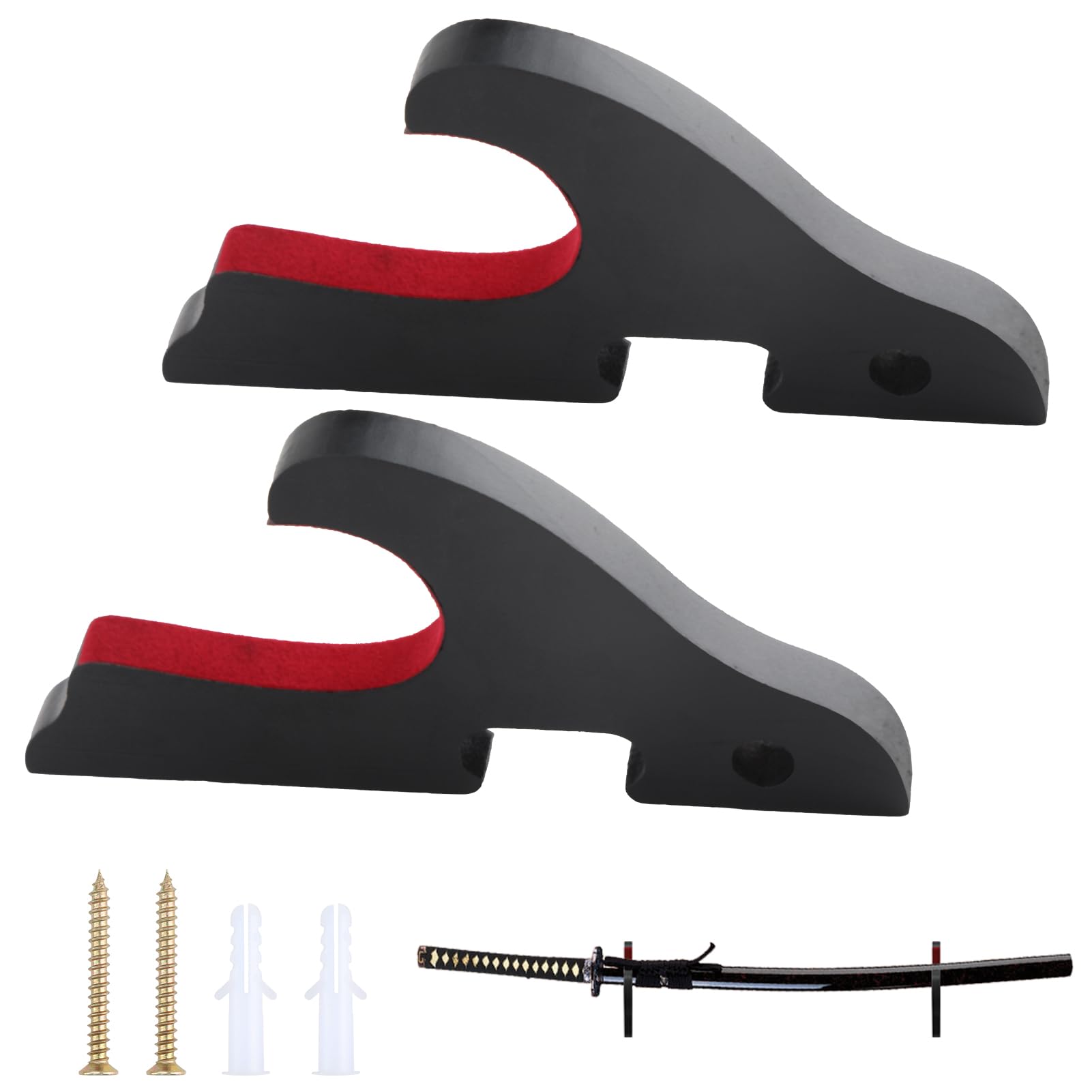 Sword Wall Mount Display Rack, 1 Tier Adjustable Padded Katana Hanger ...