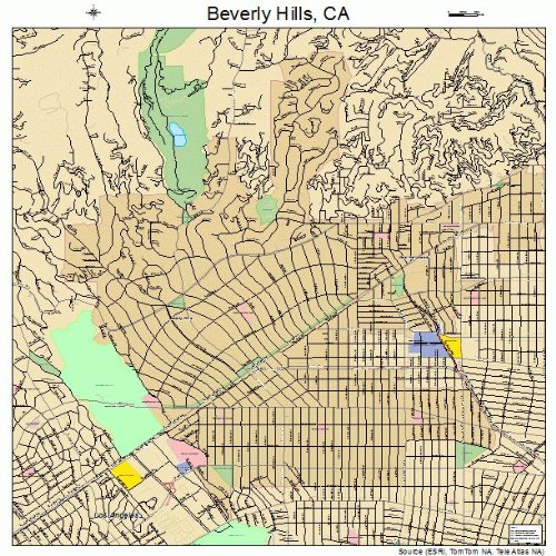 Large Street & Road Map of Beverly Hills, California CA - Printed ...