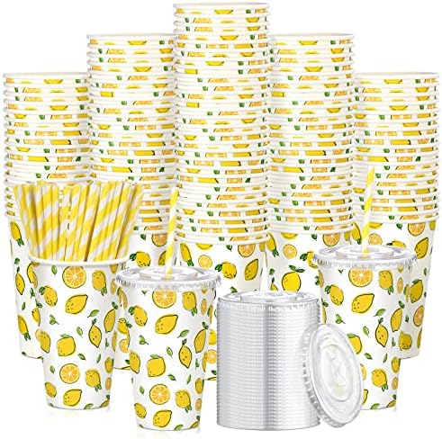 Amazon.com: Tanlade 300 Pcs/ 100 Sets Lemonade Cups Bulk with Lids and ...