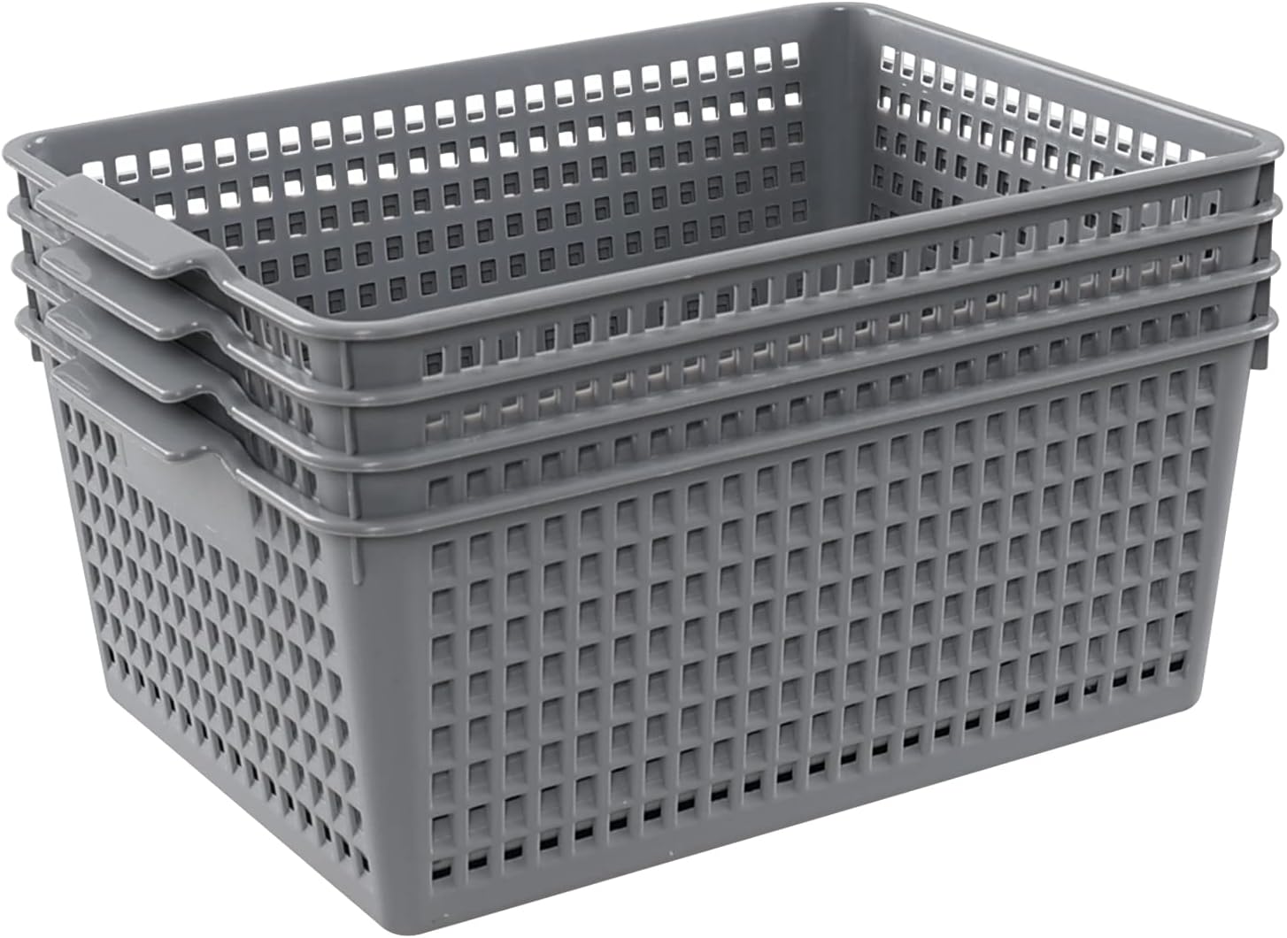 Bblina 3-pack Grey Plastic Kitchen Cupboard Storage Baskets, Plastic ...