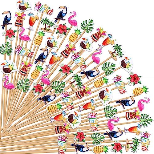 Amazon.com | Breroa 200 Pieces Hawaiian Luau Assorted Picks Tropical ...
