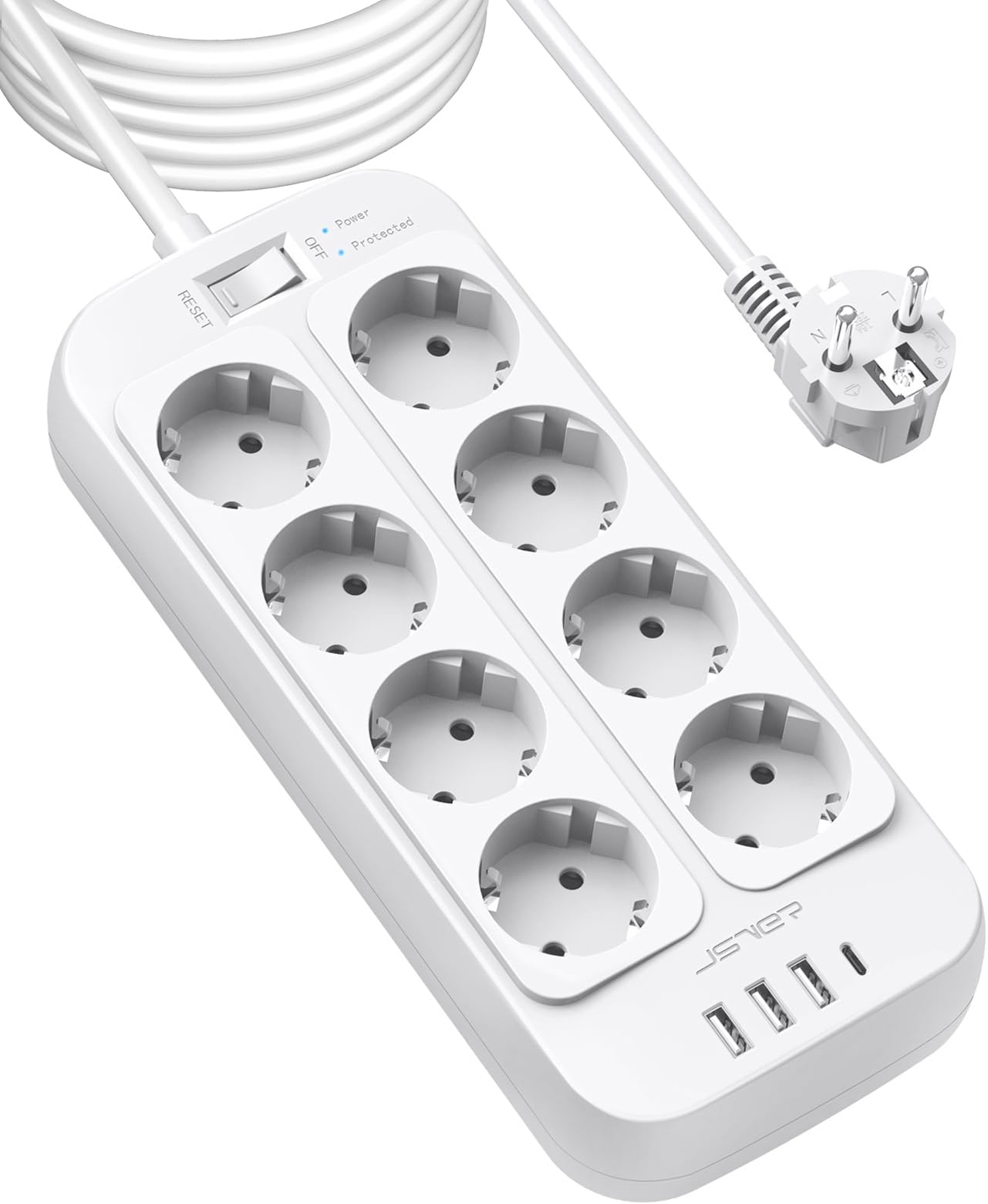 Mehrfachsteckdose 8-Fach mit Überspannungsschutz, Sameriver ...