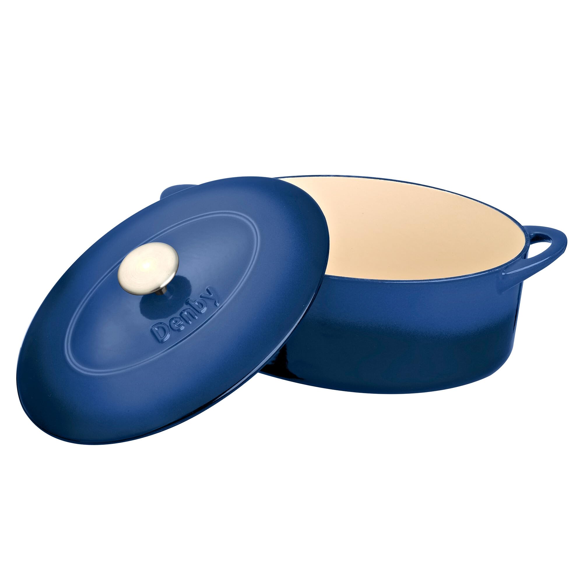 Denby - Blue Cast Iron Casserole Dish - Dutch Oven, Oven Safe Pot ...