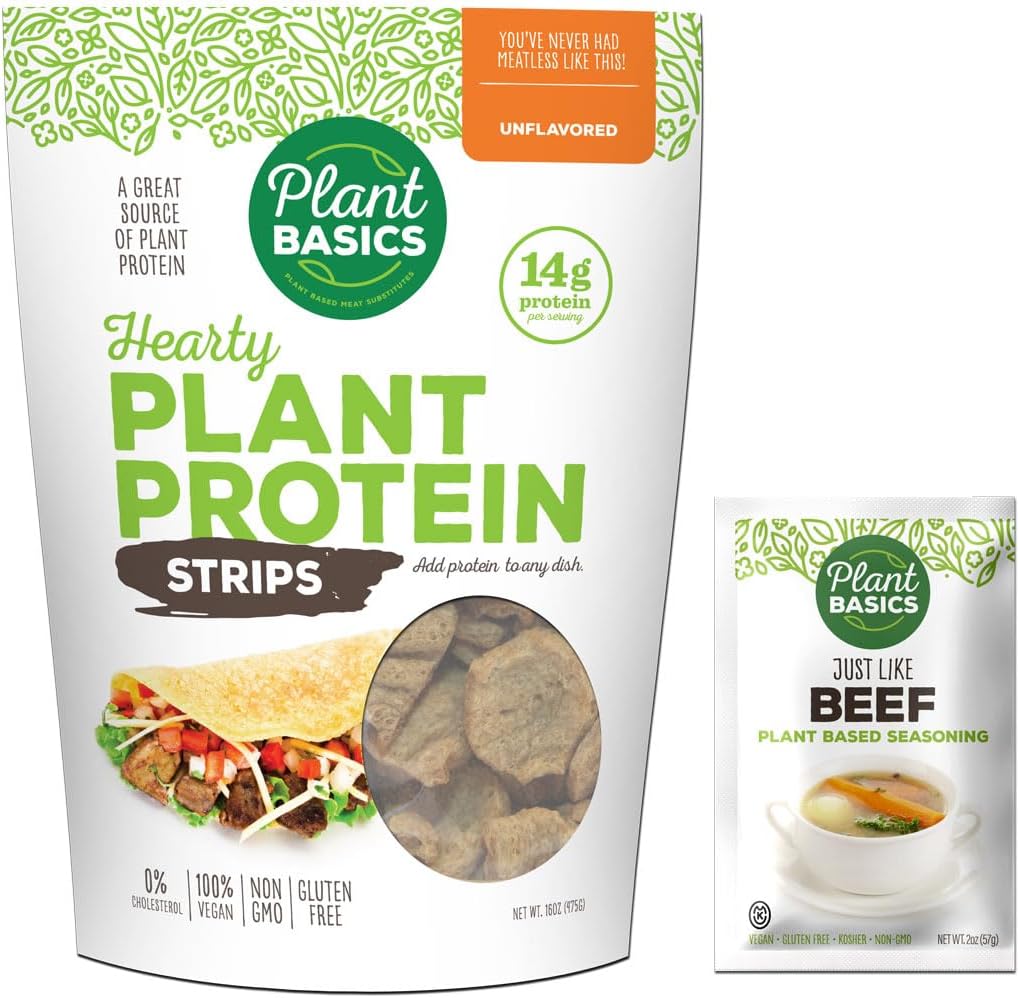 Amazon.com: Plant Basics - Hearty Plant Protein - Unflavored Strips, 1 ...