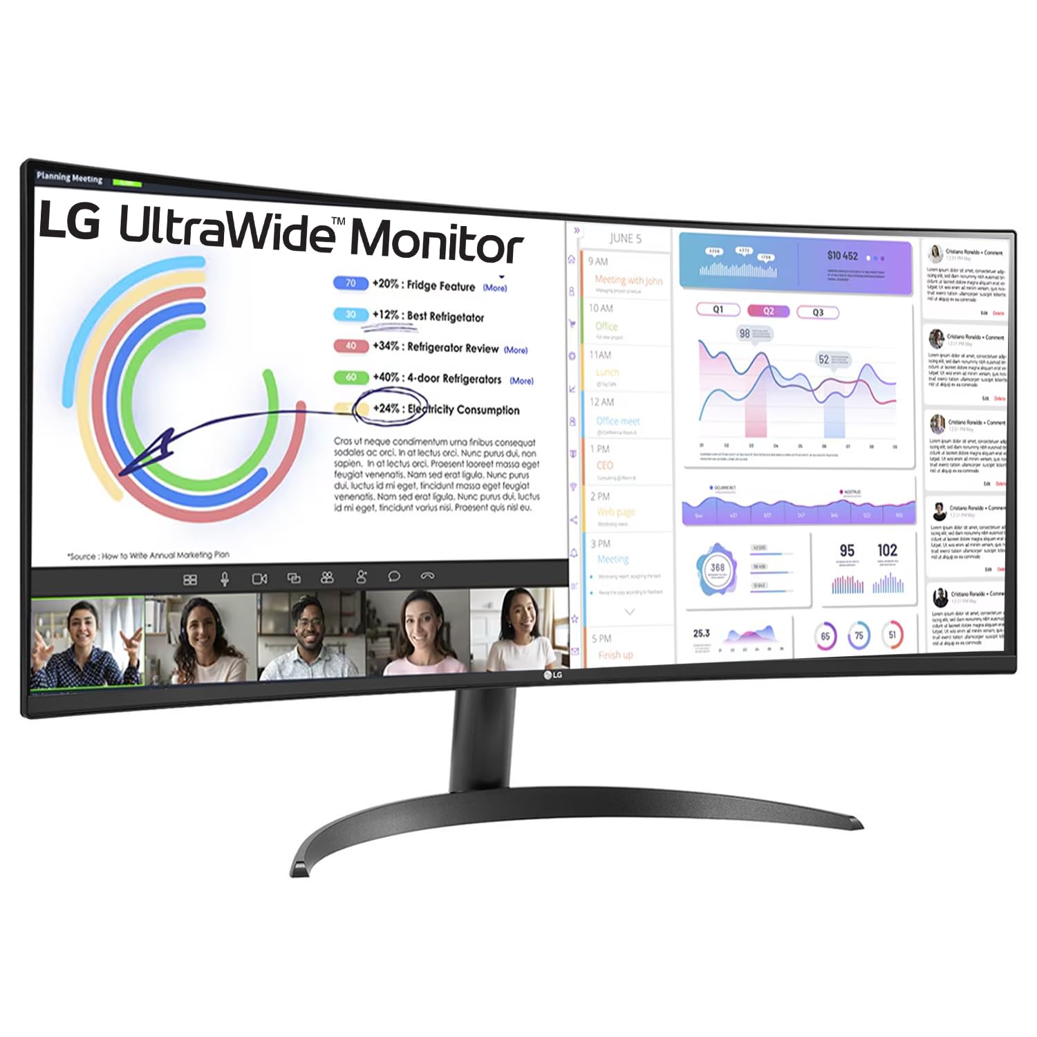 LG 34 Inches 21:9 Curved Ultra Wide Monitor, WQHD(3440 x 1440 Pixels ...