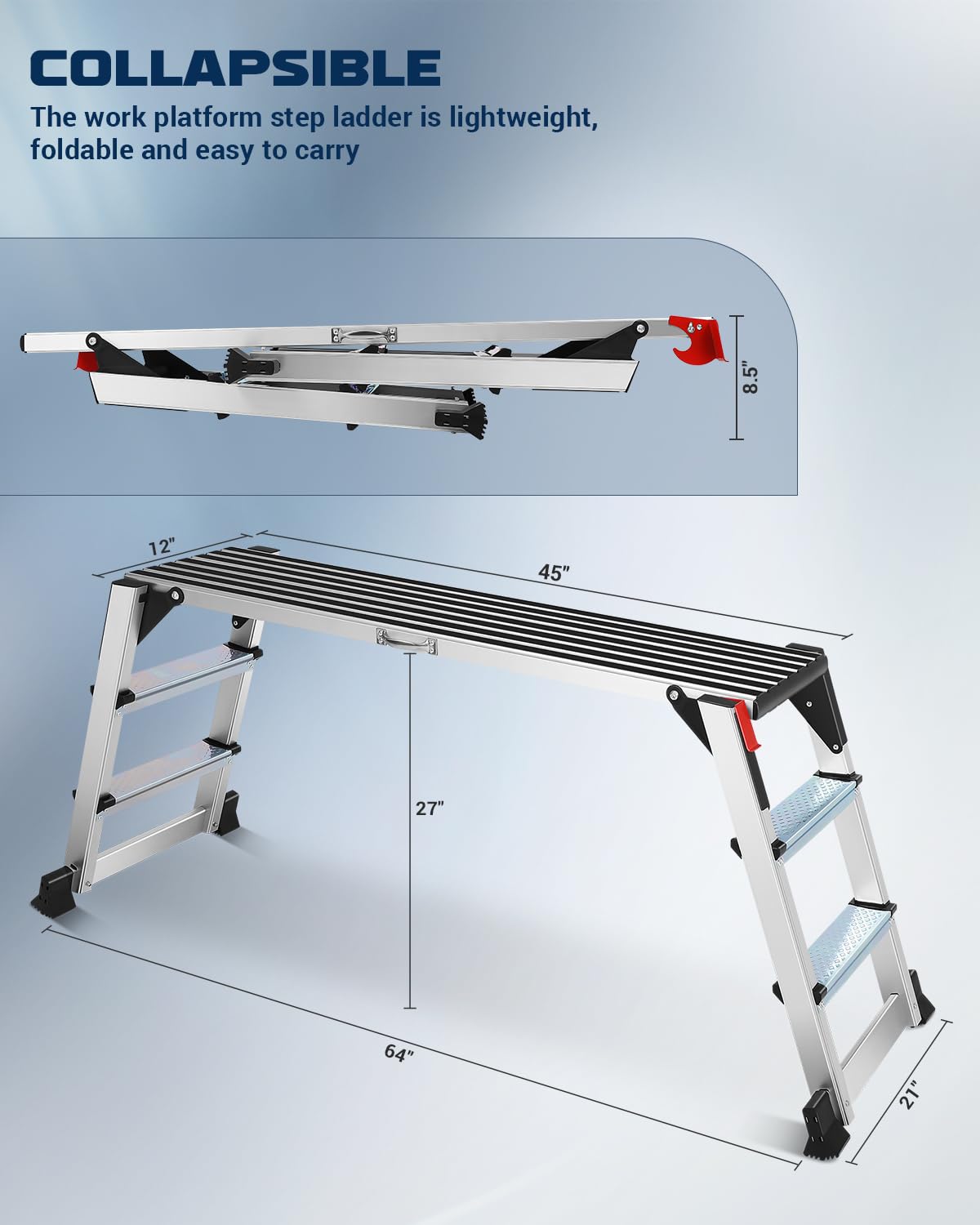 Snapklik.com : Aluminum Work Platform, Folding Work Platform, 45"12"27 ...