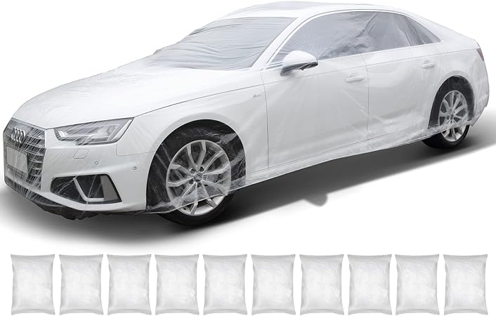 Amazon.com: Bestauto Clear Plastic Car Cover 10pcs Disposable Car ...