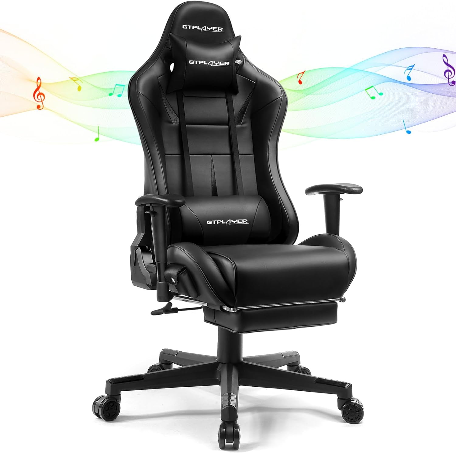 GTPLAYER Gaming Chair with Speakers, Video Game Chairs with Footrest ...
