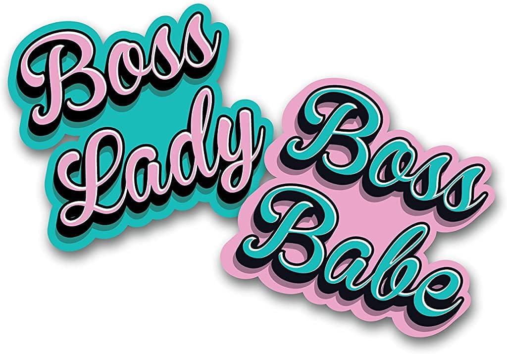Amazon.com - Two Pack Boss Lady and Boss Babe Script Cursive Colorful ...