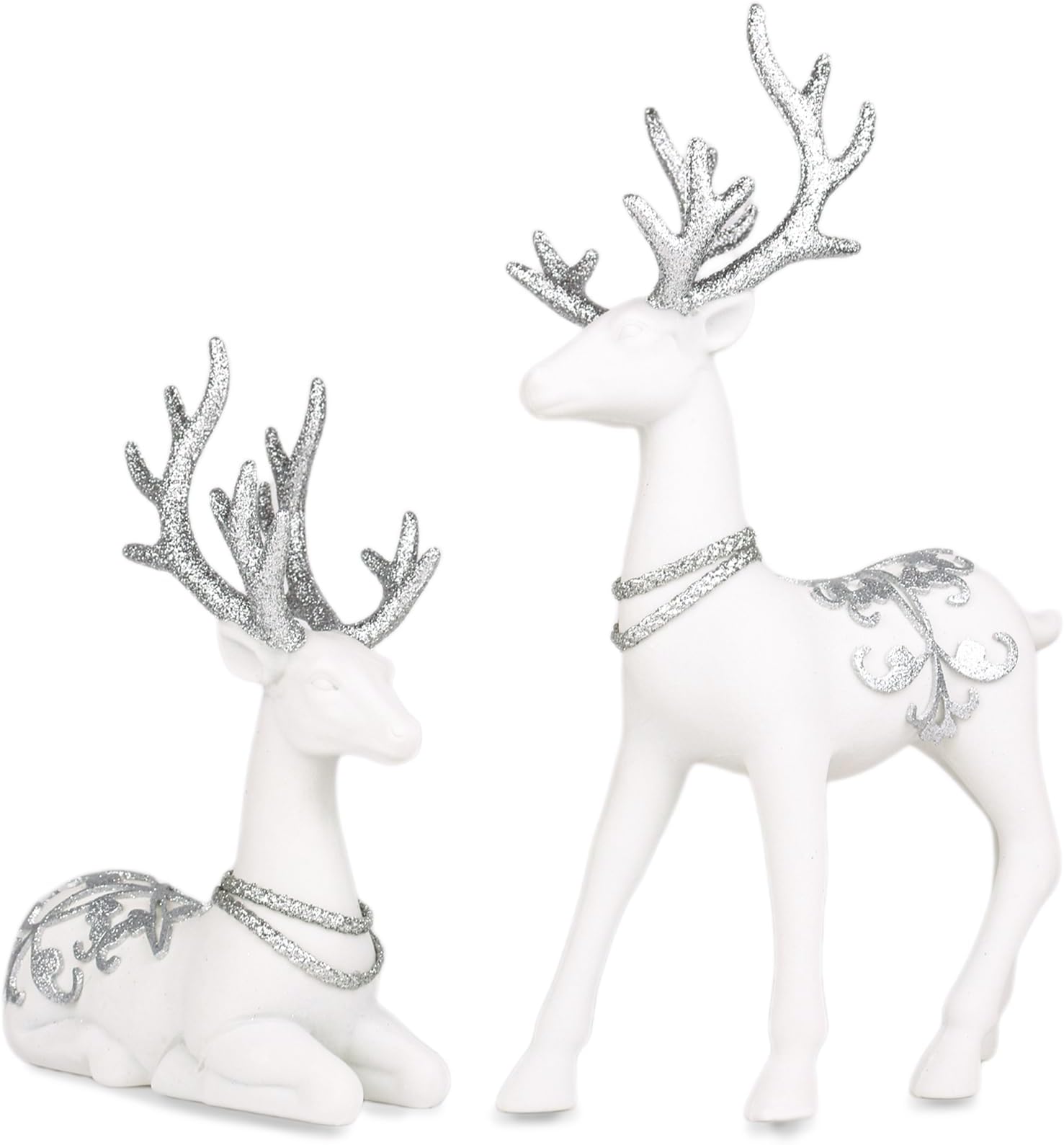 Amazon.com: Set of 2 Holiday Reindeer Figures: 12.5 Inches Glitter ...