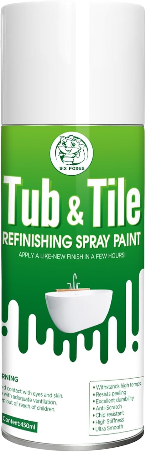 Amazon.com: SIX FOXES Tub and Tile Spray Paint (White), 450ml × 1 Can ...