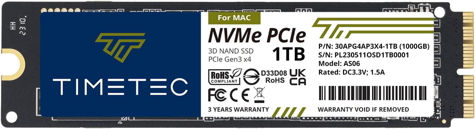 Amazon.in: Buy Timetec 1TB(1000GB) MAC SSD NVMe PCIe Gen3x4 3D NAND TLC ...