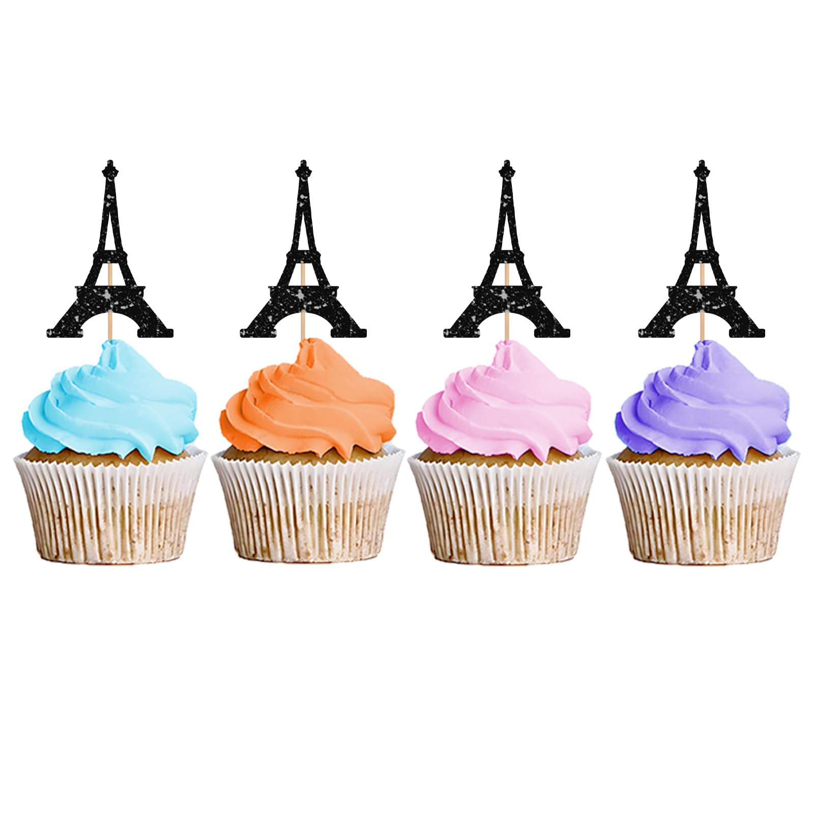Amazon.com: 24PCS Eiffel Tower Cupcake Toppers, Wedding Party Decor ...