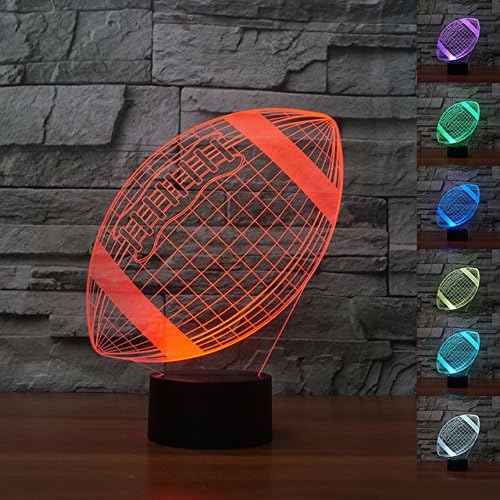 Amazon.com: Jinnwell 3D Rugby Football Night Light Lamp Illusion Night ...