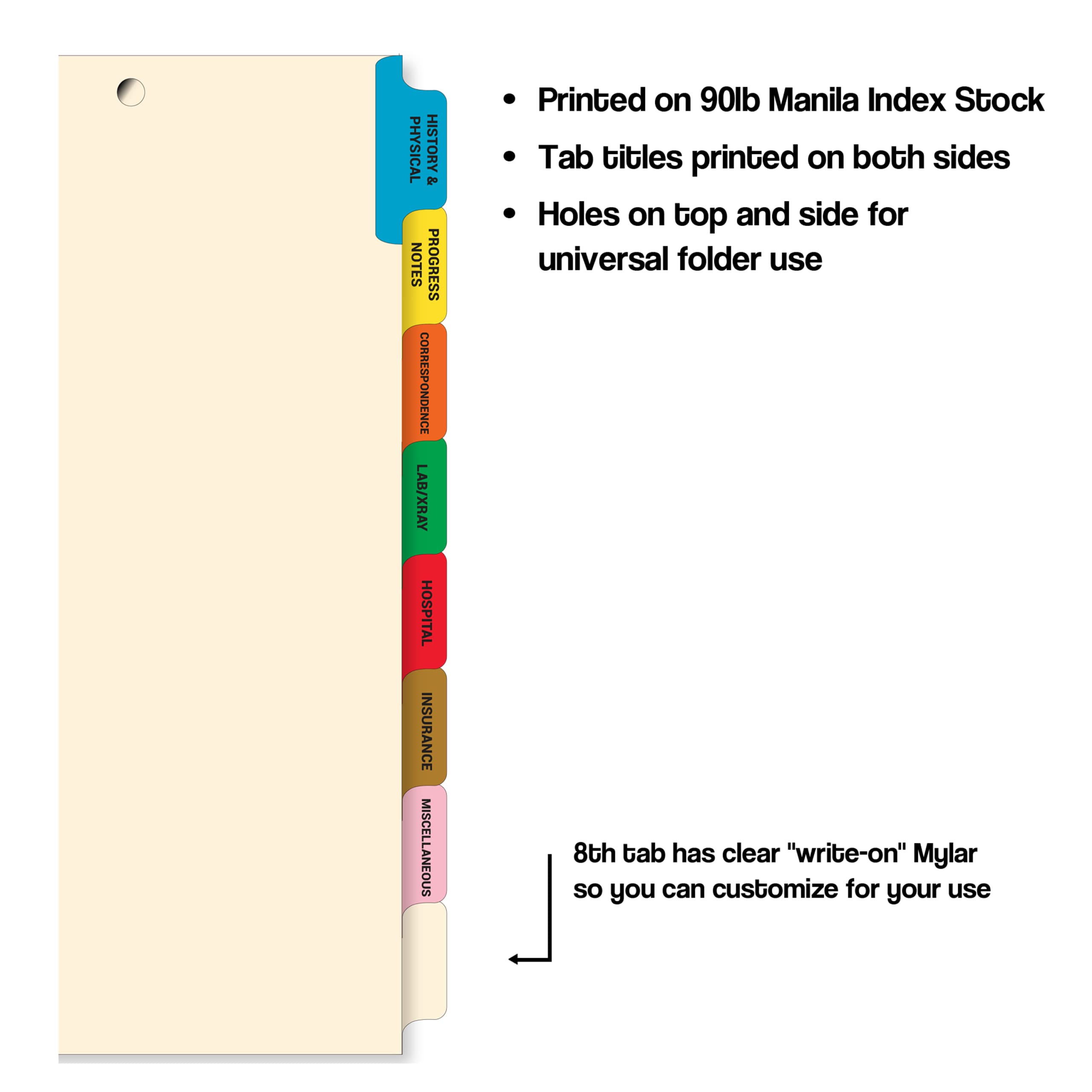 Stock Medical Chart Divider Sets, Side Tab, 9" x 11", Compatible with ...