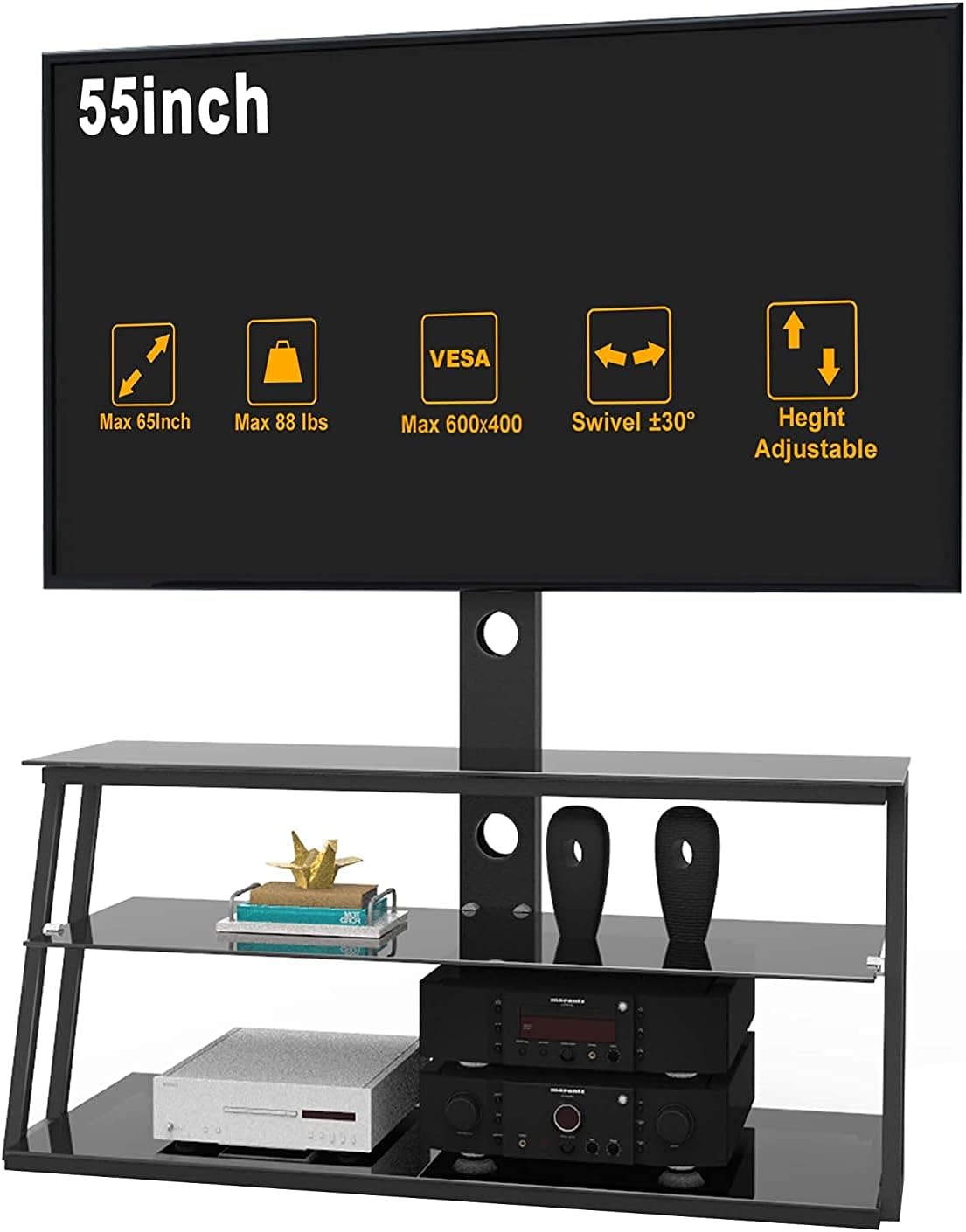 Amazon.com: TV Stand with Mount Height Adjustable Bracket Entertainment ...