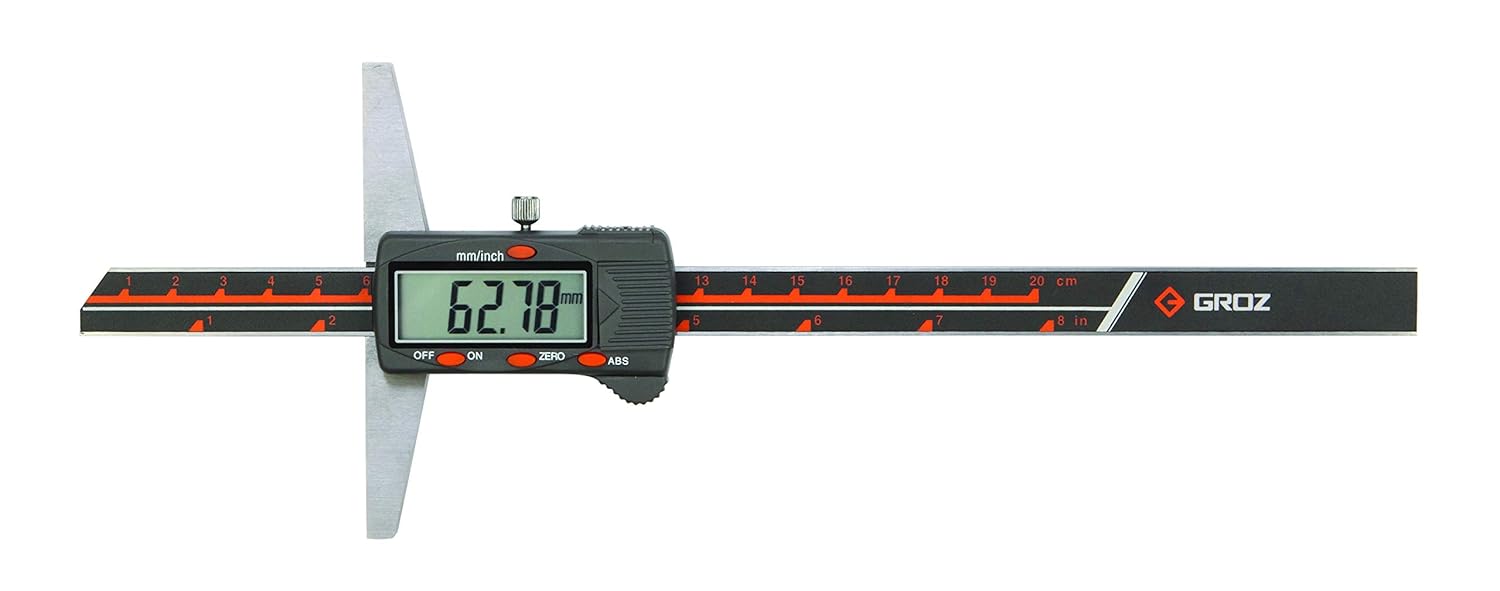 Groz Digital Depth Gauge with Free-wheeling Thumb Roller & Locking ...