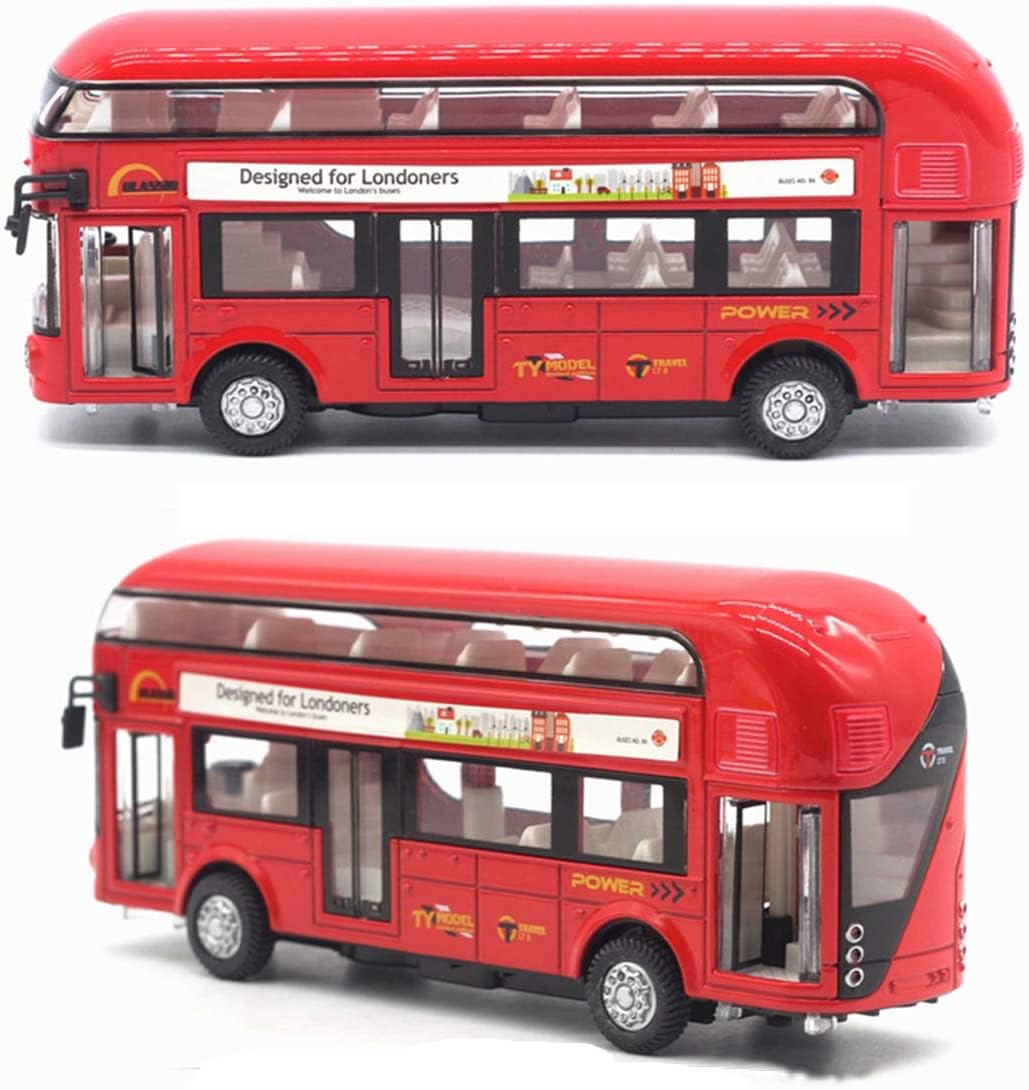 KWARE Pull Back City Bus Toy 7″ London Double Decker Bus Routemaster ...