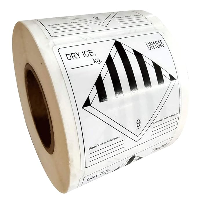 Buy Dry Ice Shipping Labels Hazard Class 9 UN1845 Stickers 2 Inch 500 ...
