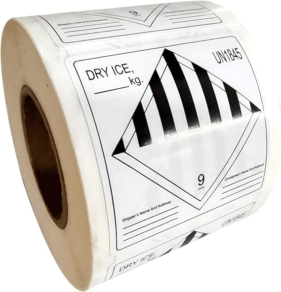 Amazon.com: Dry Ice Shipping Labels Hazard Class 9 UN1845 Stickers 2 ...