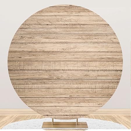 Amazon.com : Laeacco 6.5x6.5FT Wood Round Backdrop Polyester Rustic Brown Wood Wall Circle ...