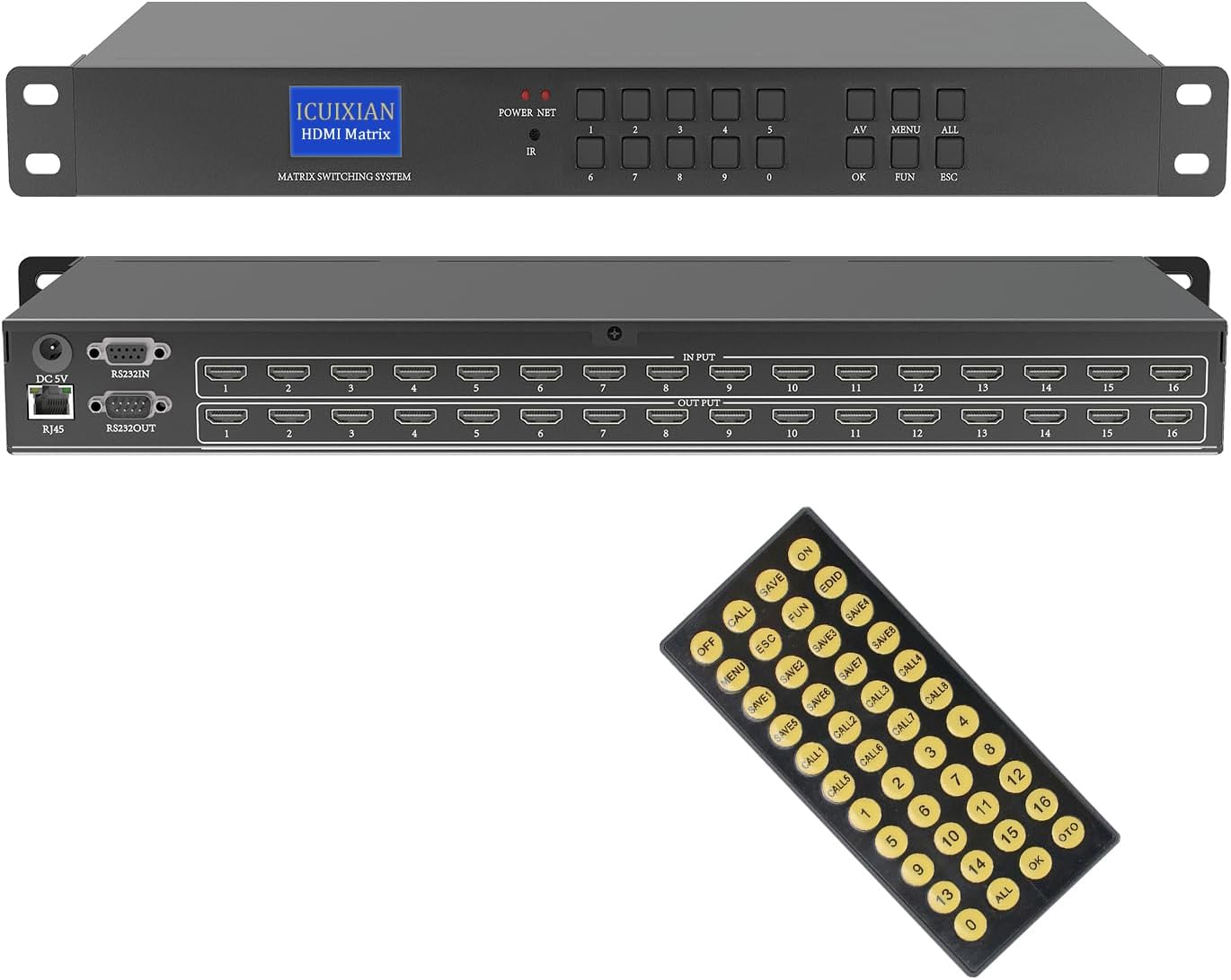 Amazon.com: ICUIXIAN HDMI Matrix Switch 16x16 | HDMI Matrix Supports ...