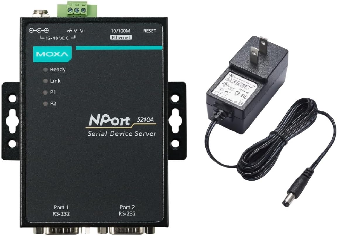 Amazon.com: Moxa NPort 5210A with Adapter - 2-Port RS-232 Device Server, 0 to 60°C Operating ...