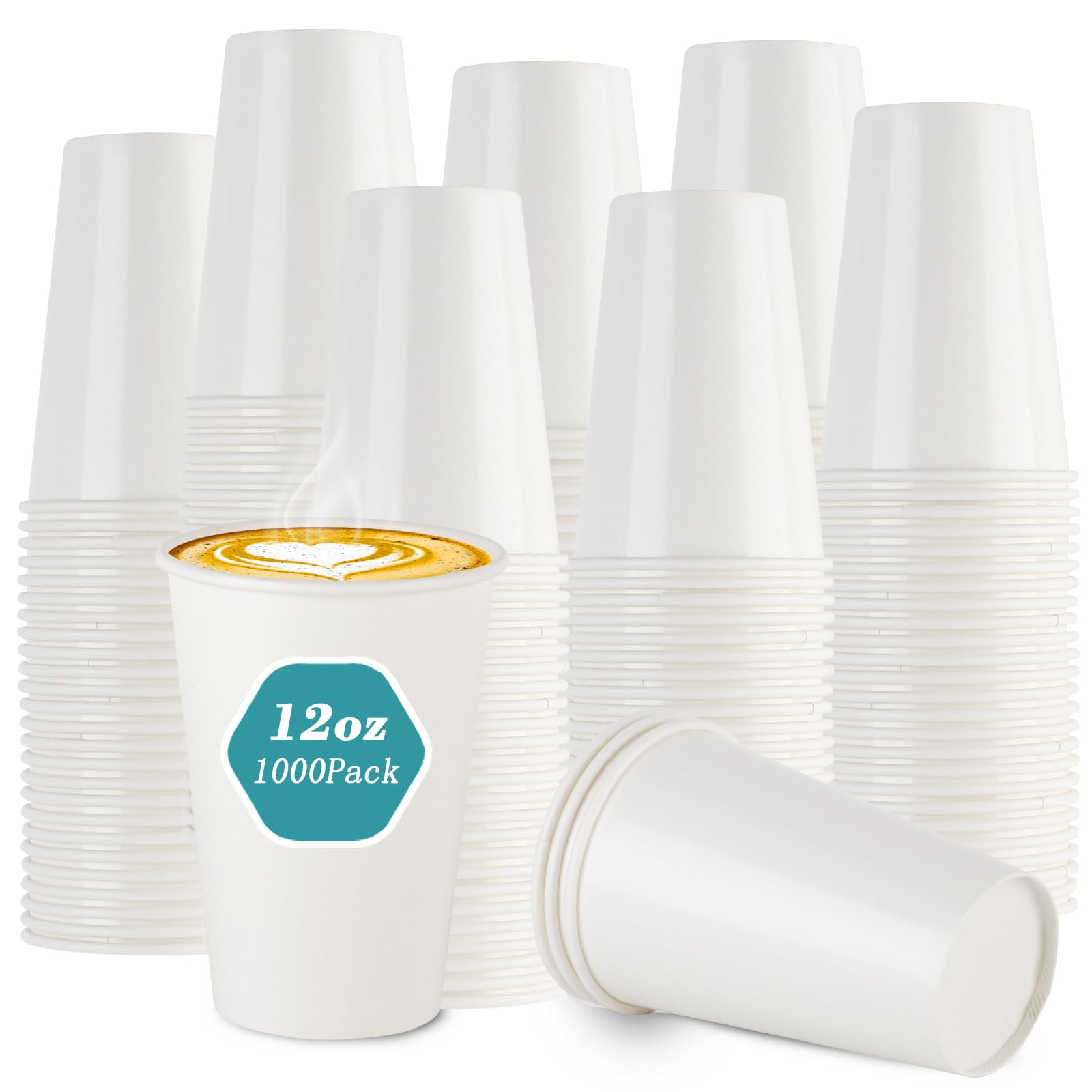 Amazon.com: vivigu Coffee Cups - 1000 Pack Paper Cups 12 oz, Disposable ...