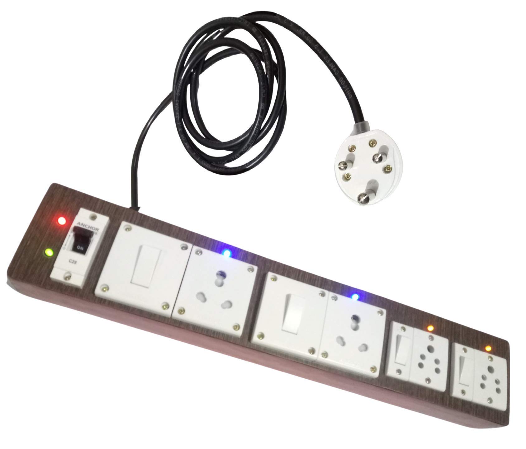 Buy Wooden Extension, MCB, Two 16/20A Switch Sockets, Two 6A Switch ...