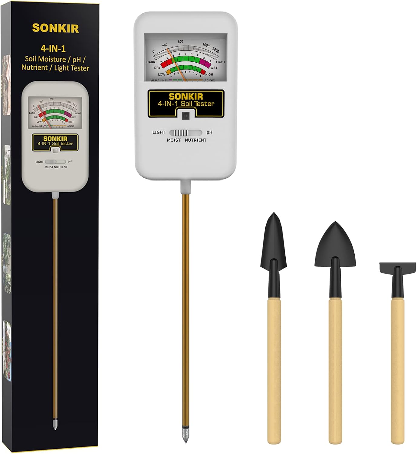 Amazon.com: Sonkir Soil Moisture Meter, 4-in-1 Soil Ph Meter, Soil ...