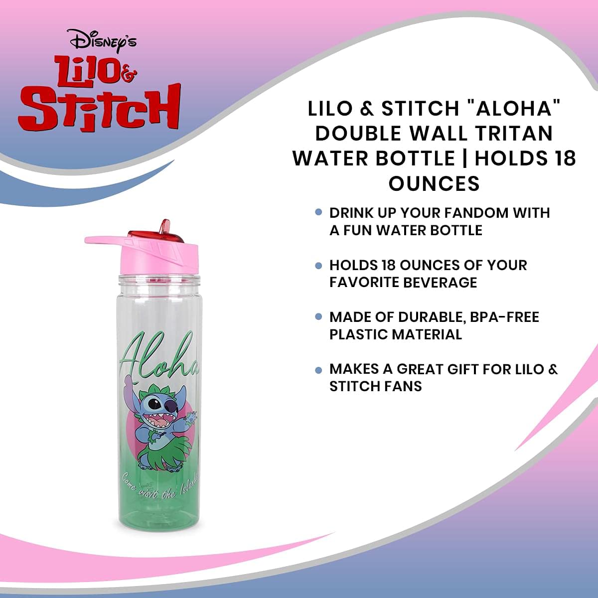 Snapklik.com : Lilo & Stitch Aloha Double Wall Tritan Water Bottle ...