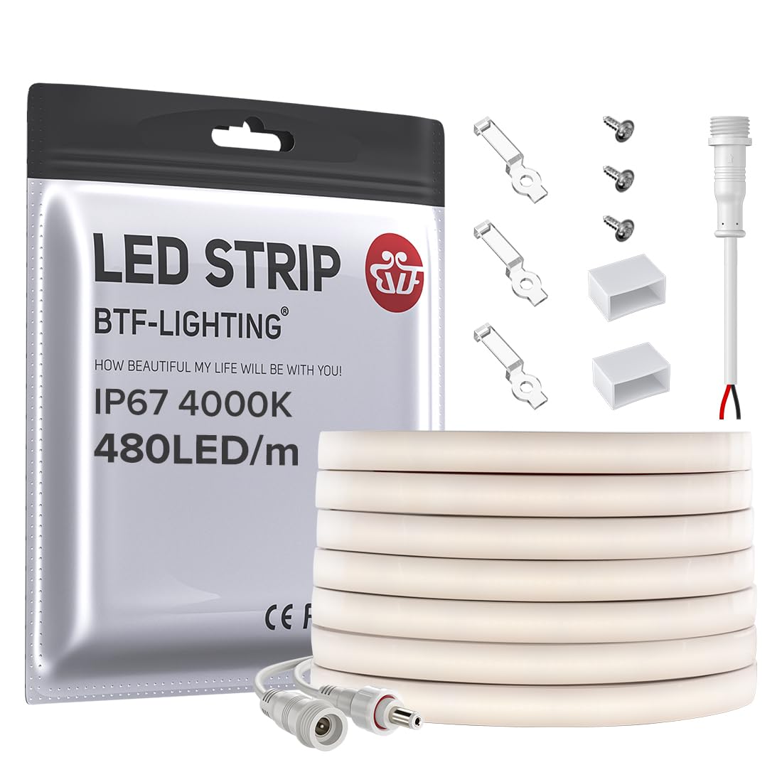 Amazon.com: BTF-LIGHTING FCOB COB LED Strip IP67 Waterproof Flexible ...